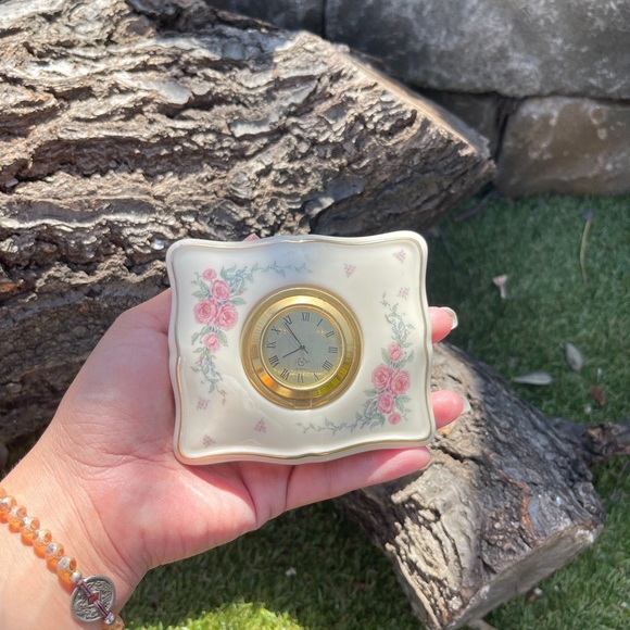 Lenox | Wall Decor | Vintage Lenox Porcelain Floral Vanity Desk Clock ...